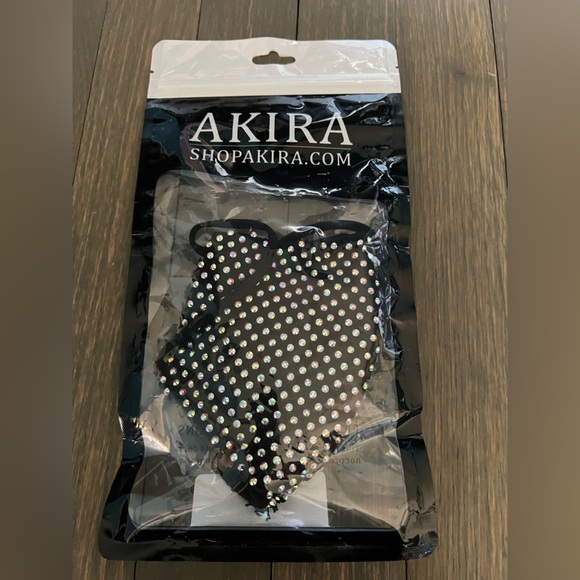 AKIRA | Accessories | Akira Black Iridescent Rhinestone Face Mask ...
